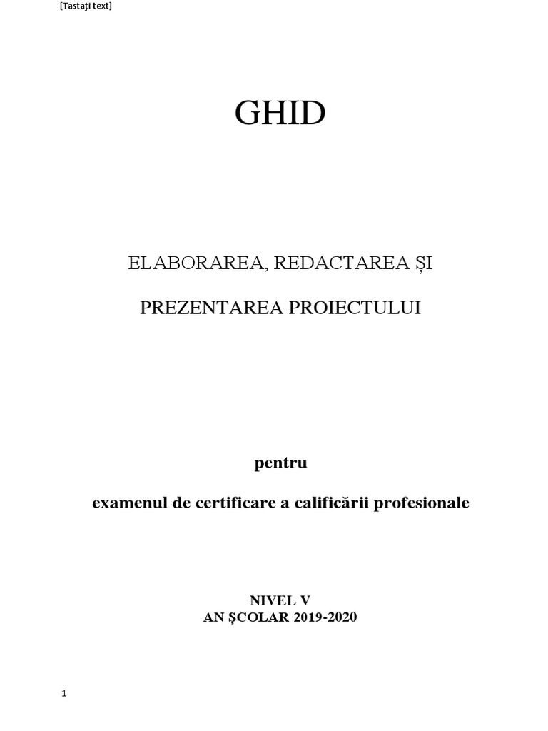 Ghid - Proiect Certificare Calificare Profesionala-Nivel V | PDF