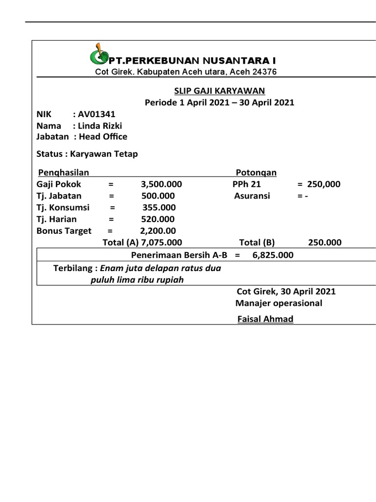 Slip Gaji April | PDF