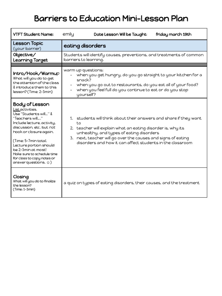 Emily Meszaros - Barrier Mini Lesson Project - 3054588 | PDF | Career & Growth