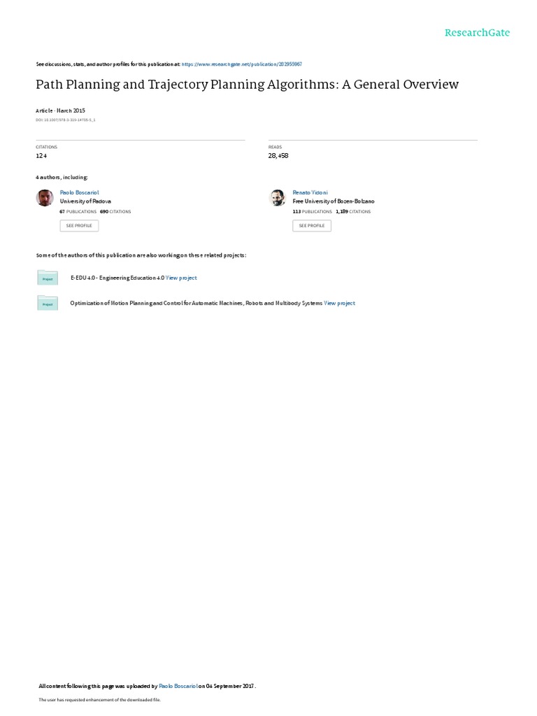 Path Planning and Trajectory Planning Algorithms: A General Overview ...