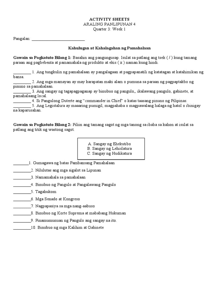 AP 4 Activity Sheet Q3 | PDF
