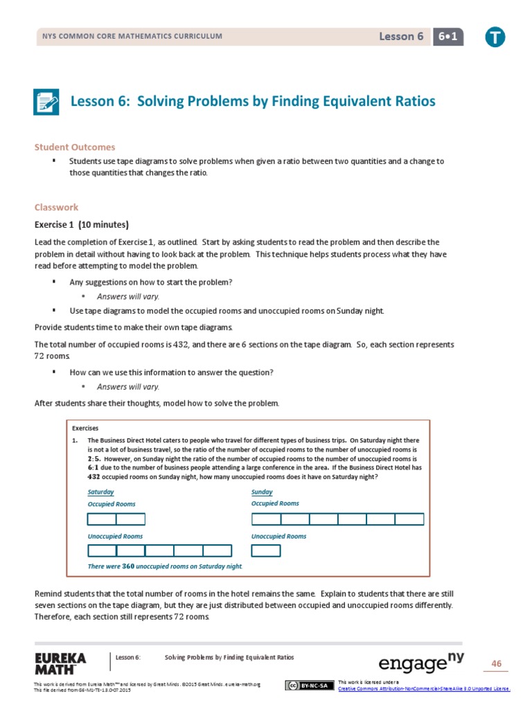 Lesson 6: Solving Problems by Finding Equivalent Ratios: Student ...