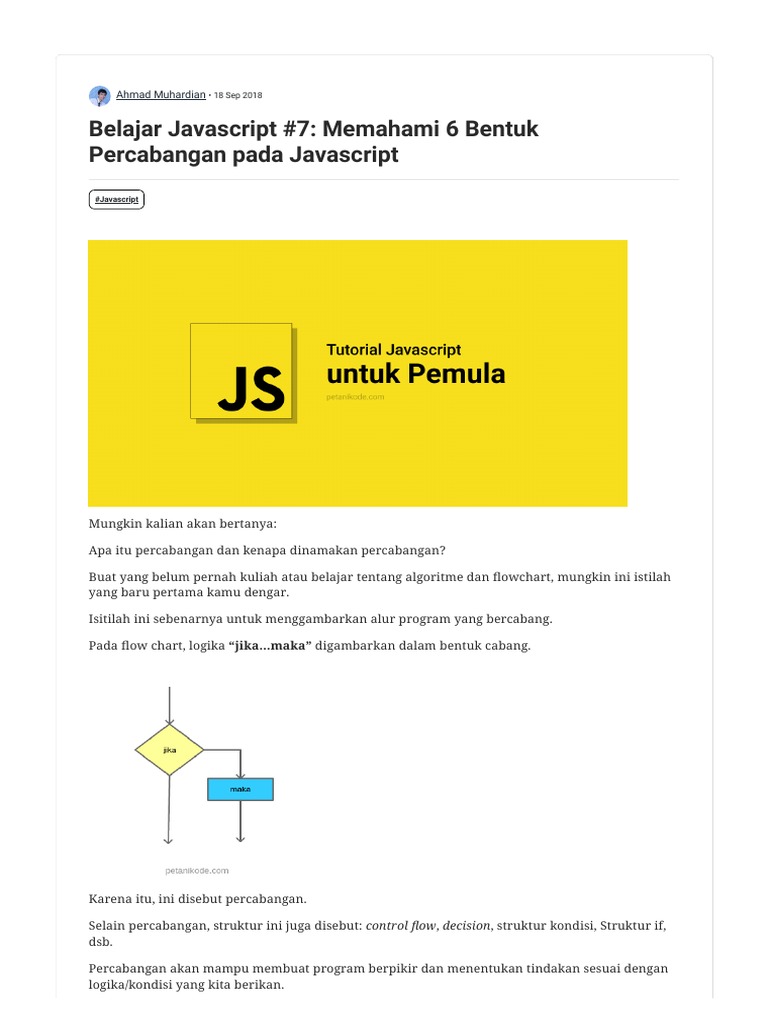 Belajar Javascript #7 - Memahami 6 Bentuk Percabangan Pada Javascript | PDF | Karier ...