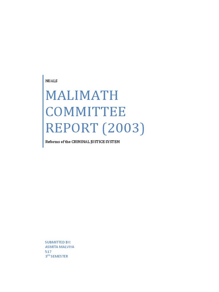 Malimath Committee Report on Justice Reform | PDF | Burden Of Proof ...