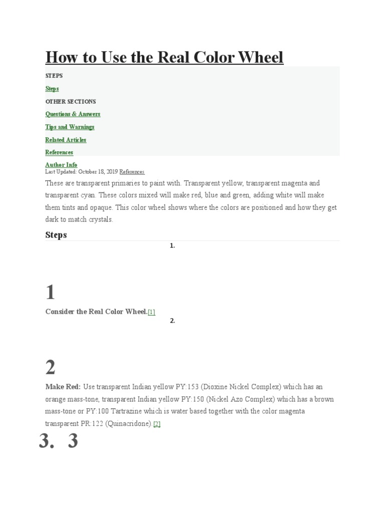 How To Use The Real Color Wheel | PDF