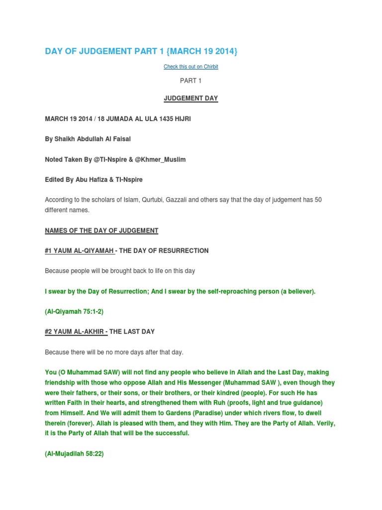 05 Day of Judjment Part 1 | PDF | Muhammad | Last Judgment