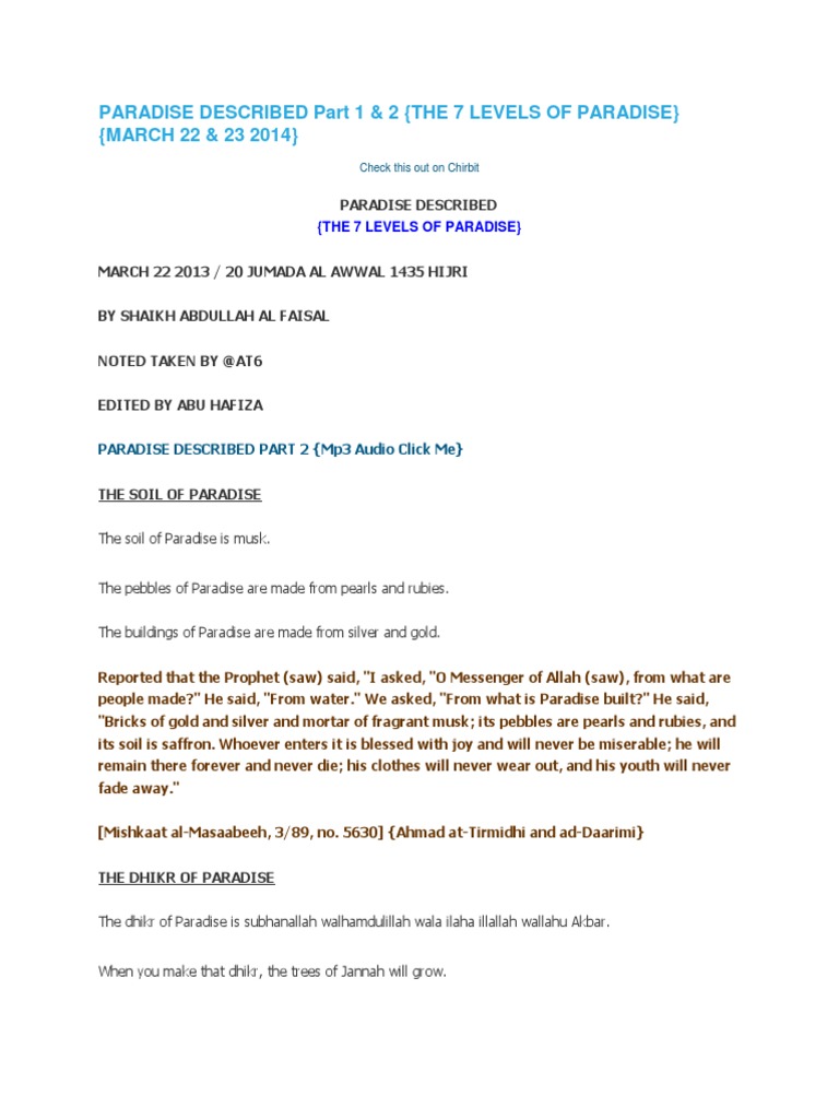 Seven Levels of Paradise in Islam | PDF | Islamic Texts | Abrahamic ...