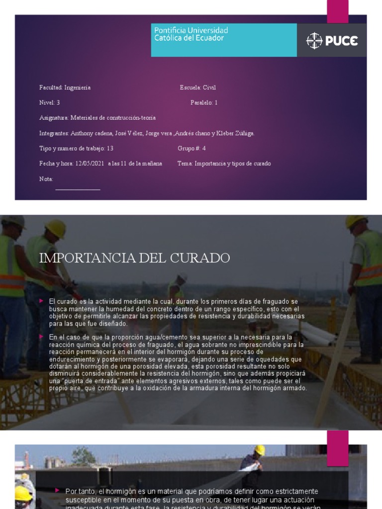 Importancia y tipos de curado del concreto | PDF | Hormigón | Agua