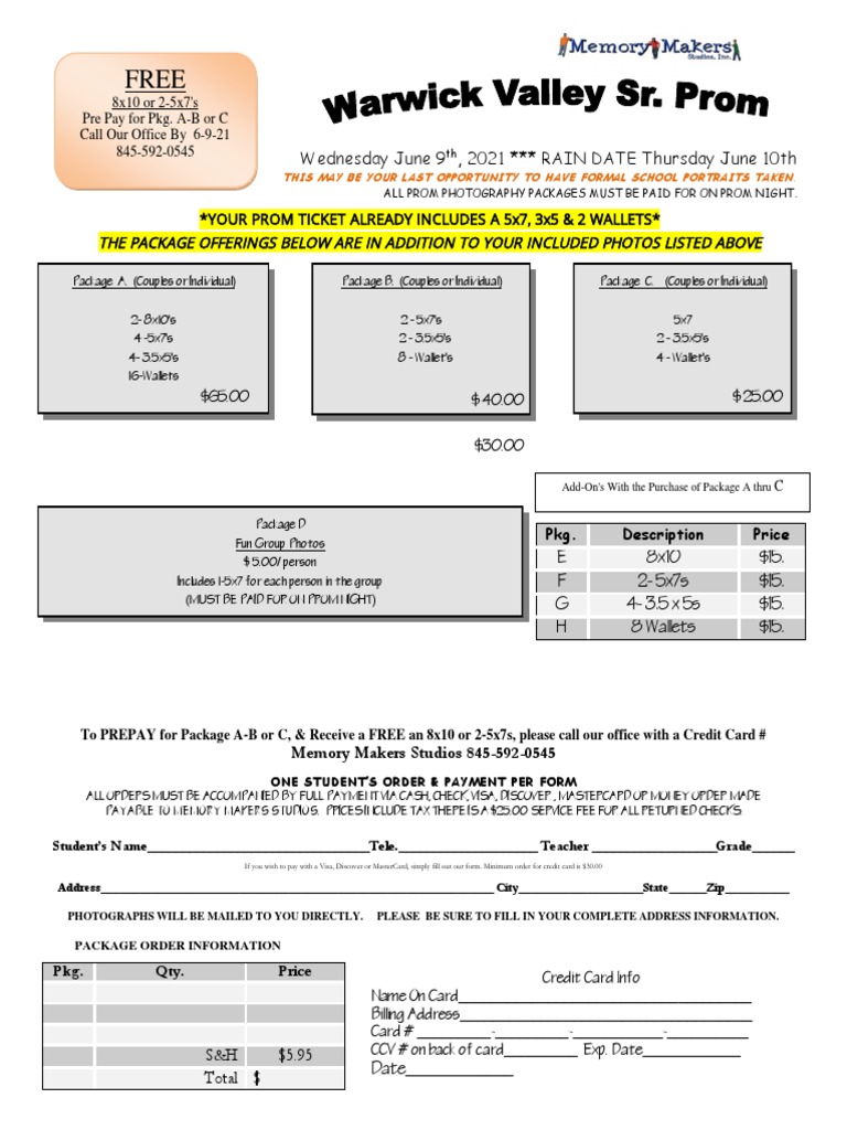 Last Chance for Prom Photo Packages | PDF | Visa Inc. | Credit Card