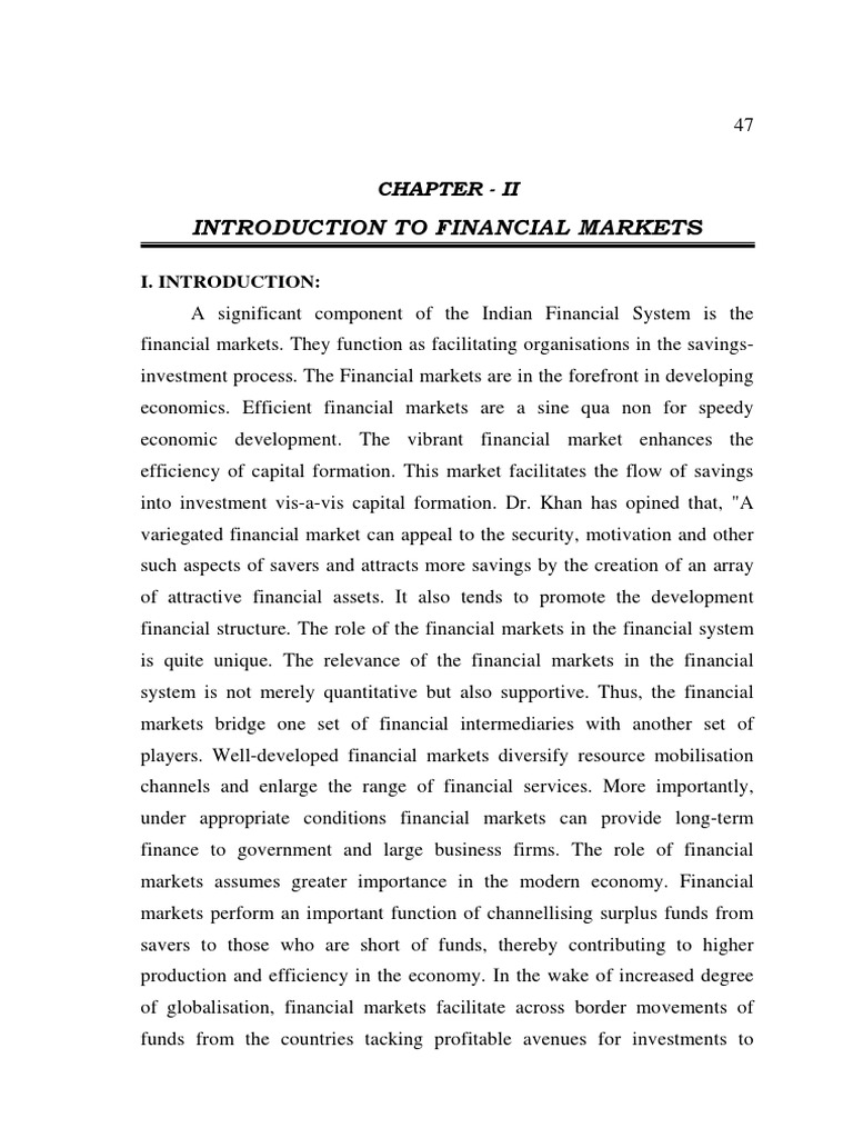 Introduction To Financial Markets: Chapter - Ii | PDF | Money Market ...
