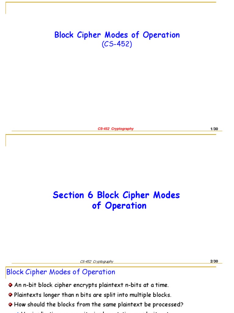 Block Cipher Modes | PDF | Cryptography | Secure Communication