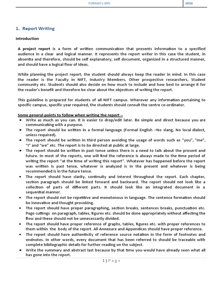 Report Writing and Abstract Format of RP 2016 | PDF | Index Term | Analysis