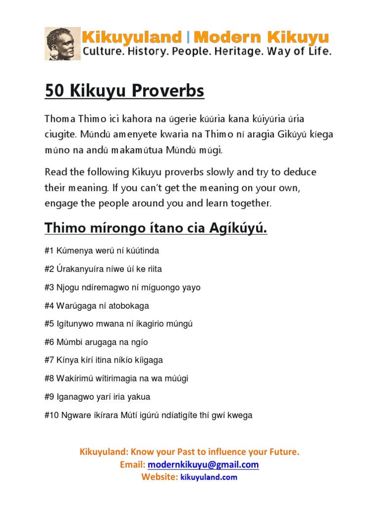 50 Proverbs Thimo 50 Cia Agikuyu | PDF | Kenya | Bantu