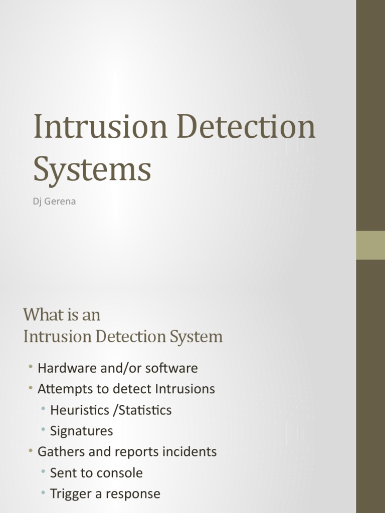 Intrusion Detection Systems - Gerena | PDF | Computer Networking | Computer Network