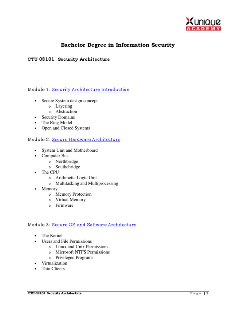 CTU 08101 Security Architecture | PDF