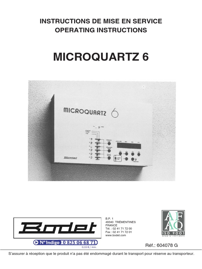 Mode d'emploi Microquartz 6 | PDF | Interrupteur | Connectique