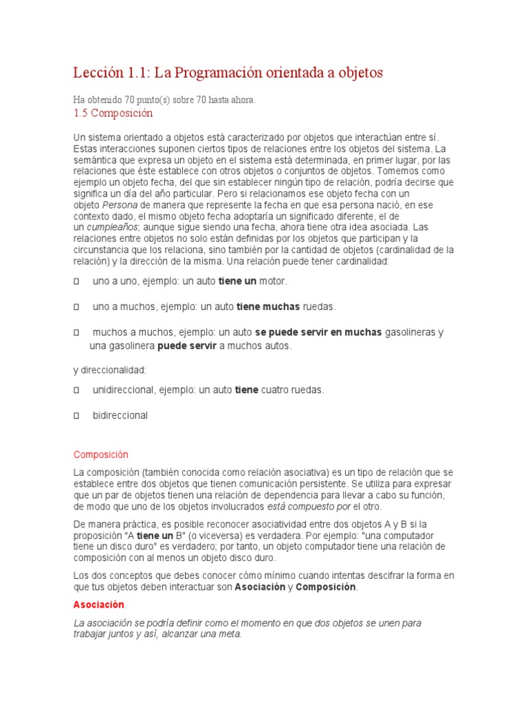 Composición Poo Java | PDF | Objeto (informática) | Desarrollo de software