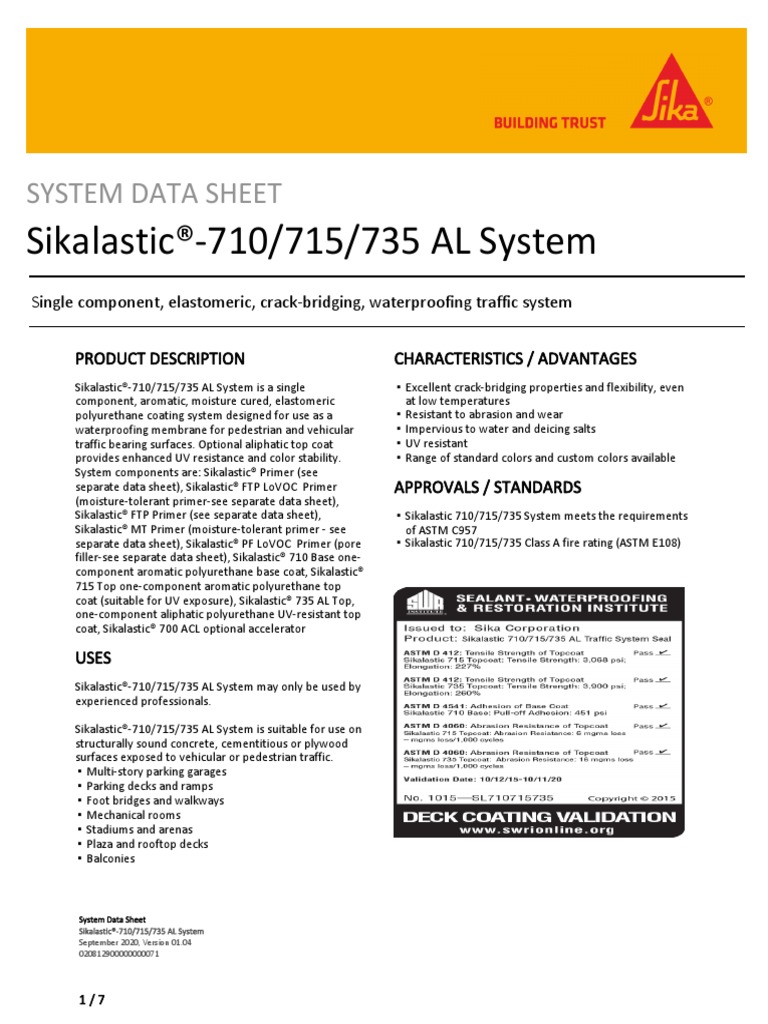 Sikalastic - 710 715735alsystem | PDF | Plywood | Concrete