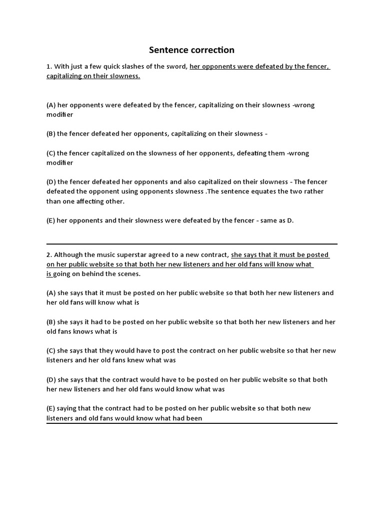 Sentence Correction | PDF | Entertainment (General)