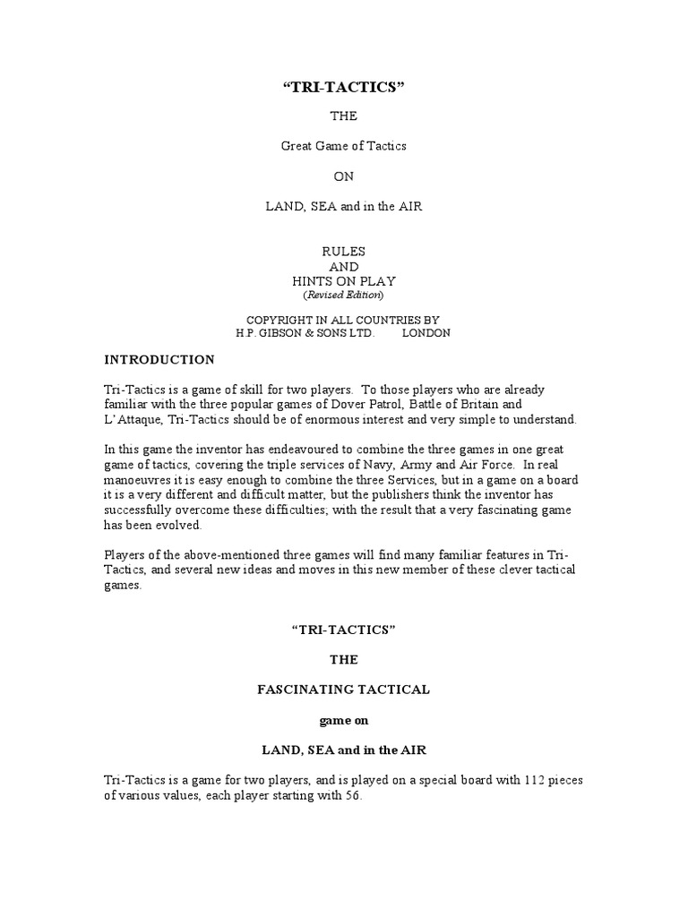 "Tri-Tactics": (Revised Edition) H.P. Gibson & Sons Ltd. London | PDF ...