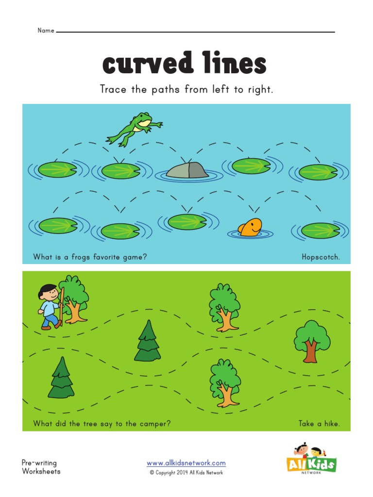 Pre Writing Worksheet Curved Lines | PDF