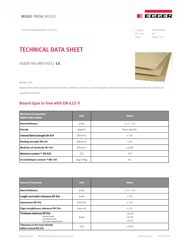 Technical Data Sheet: Board Type in Line With EN 622-5 | PDF ...