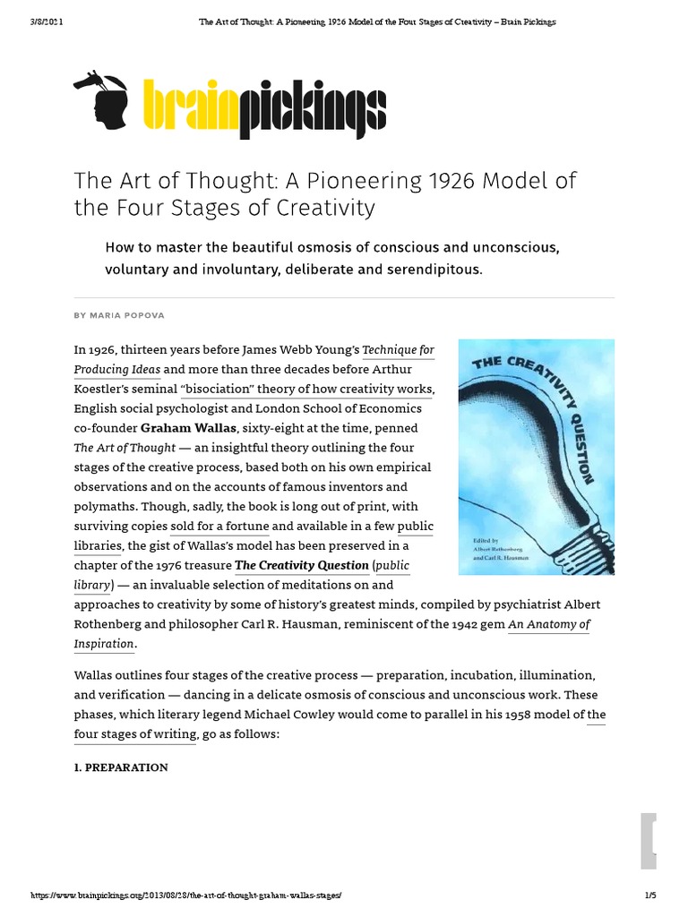 The Art of Thought - A Pioneering 1926 M... Stages of Creativity - Brain Pickings | PDF ...