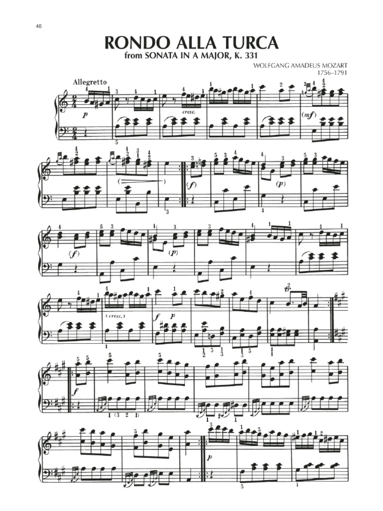 Partitura de Marcha Turca by Mozart | PDF