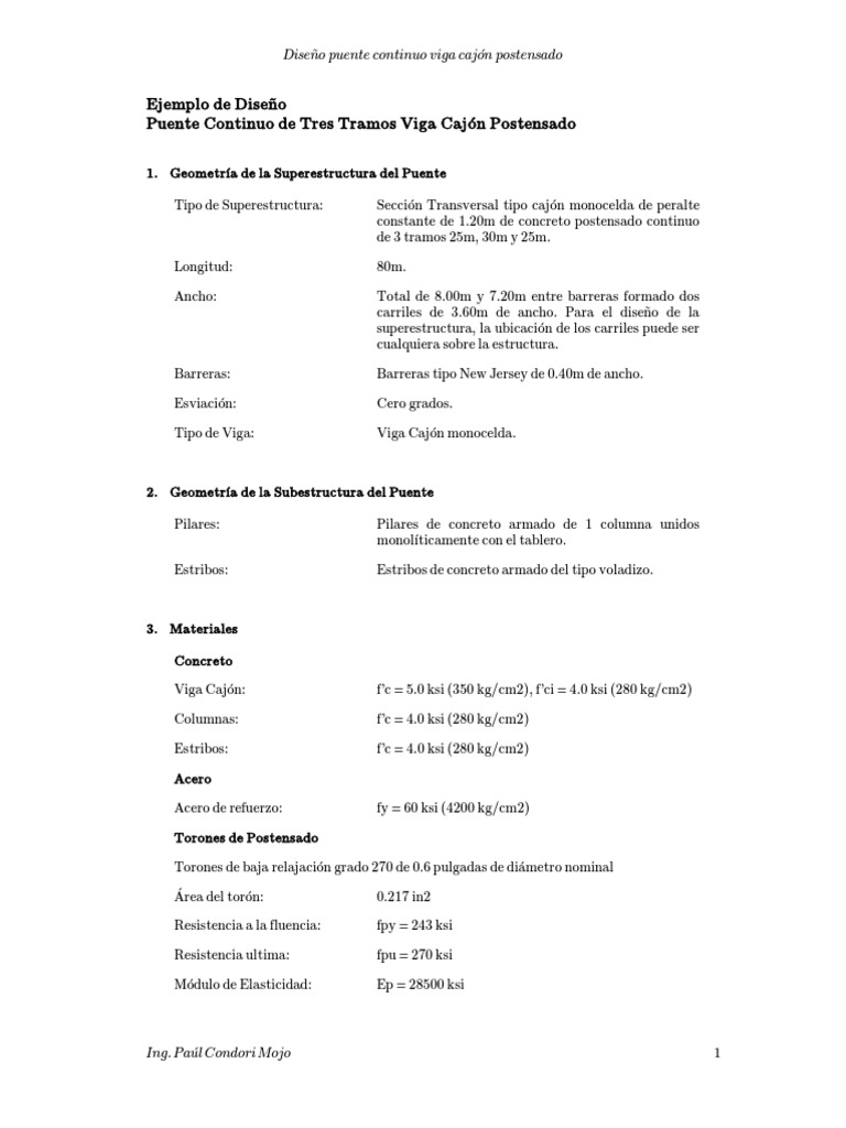 Diseno Puente Viga Cajon Postensado | PDF