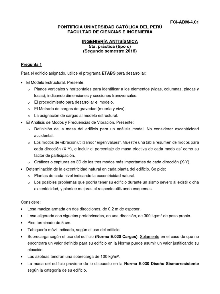 PC5 2018-2 | PDF | Rigidez | Fuerza