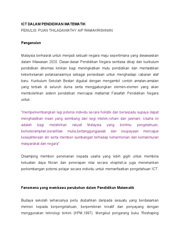Ict Dalam Pendidikan Matematik | PDF