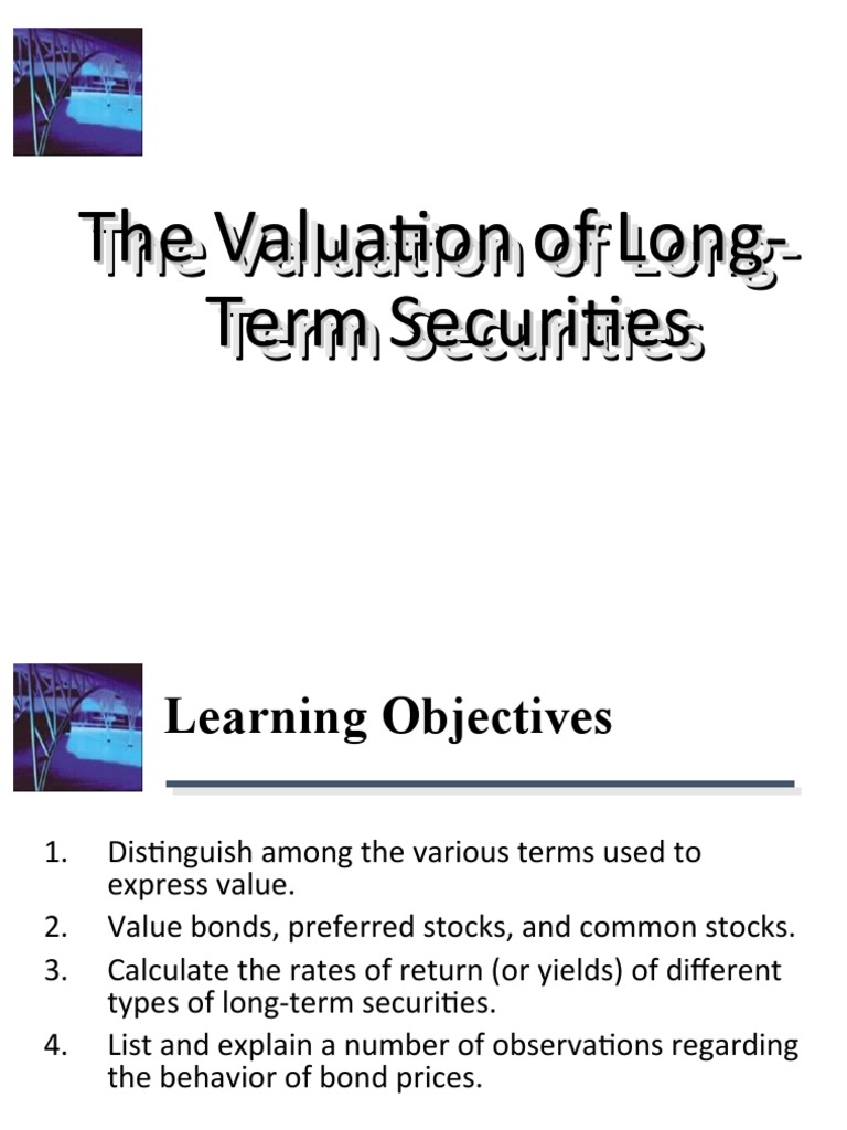 Valuation of Long-Term Securities Guide | PDF | Bonds (Finance ...