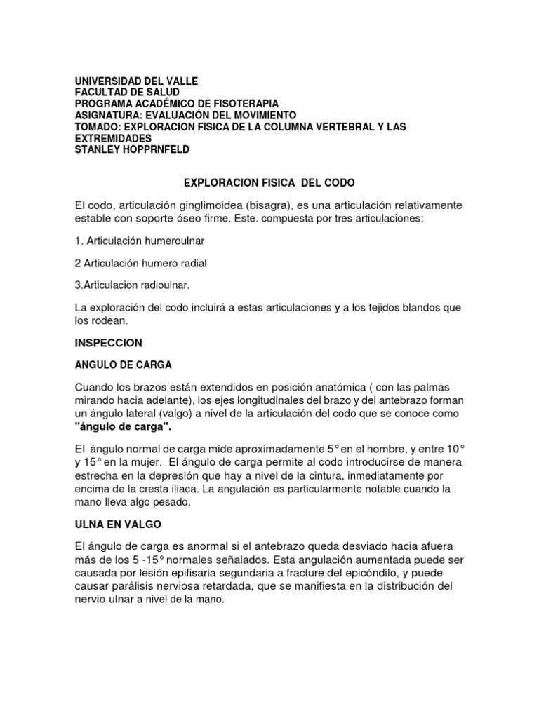 Exploracion Fisica Del Codo | PDF | Codo | Mano