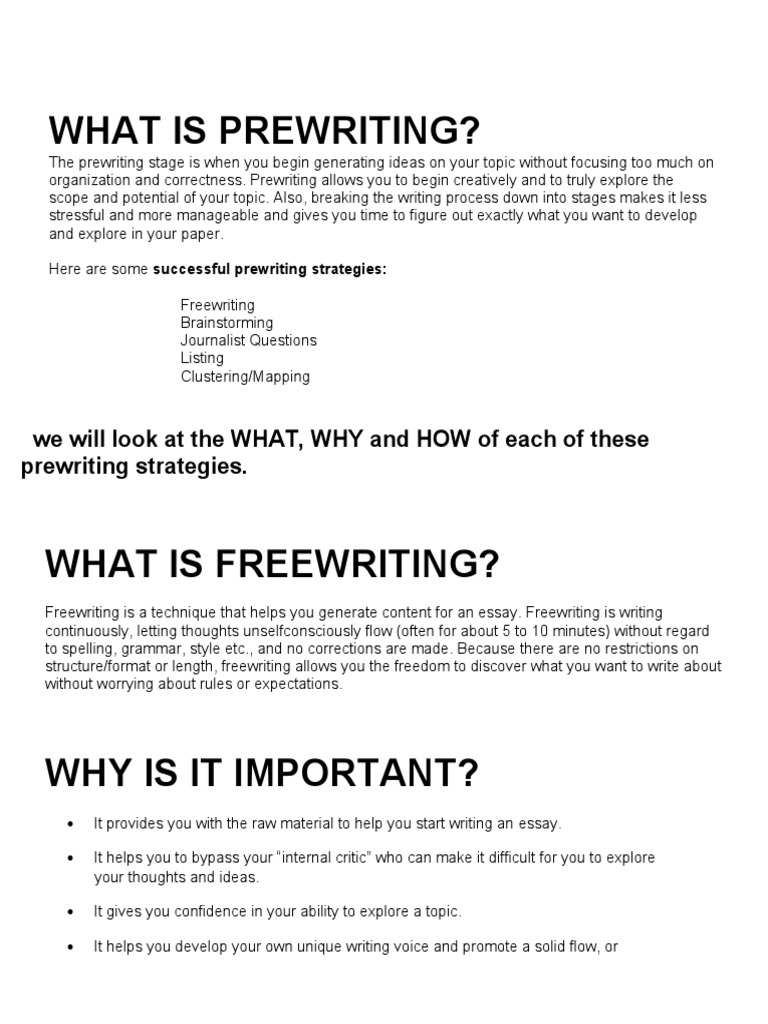 Pre Writing Techniques | PDF | Brainstorming | Essays