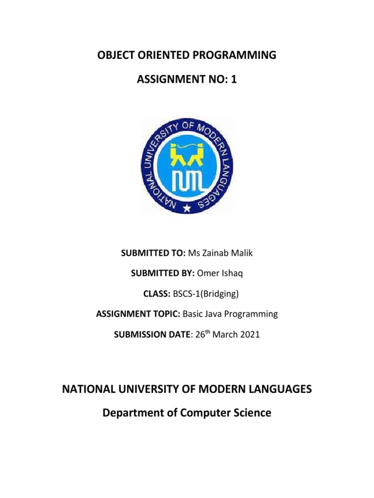 OOP Assignment 1 (Omer Ishaq) | PDF | Integer (Computer Science) | Java ...