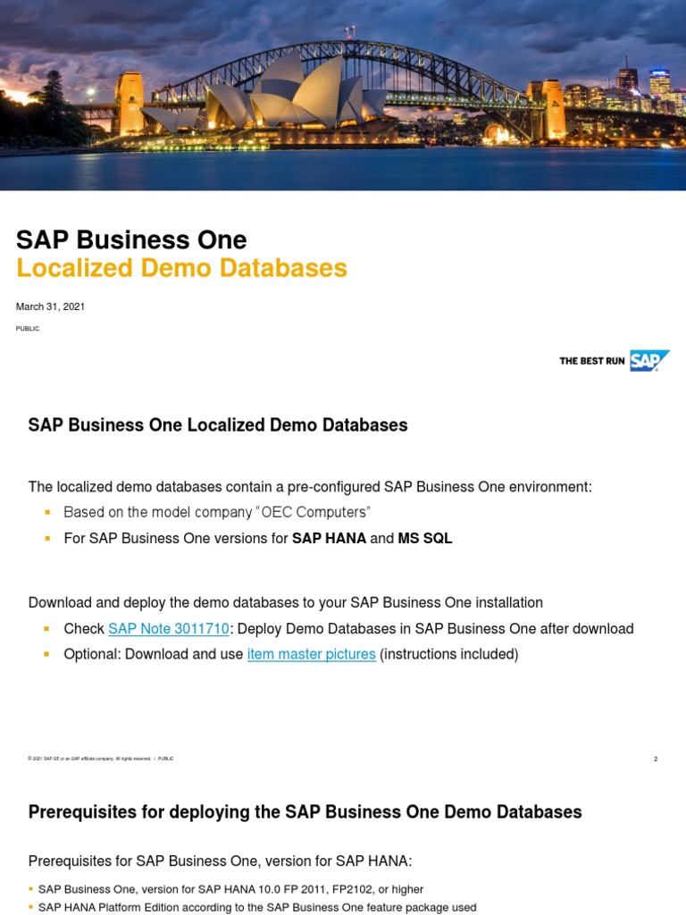 SAP Business One: Localized Demo Databases | PDF | Databases | Data ... SAP Business One: Localized Demo Databases | PDF | Databases | Data ...