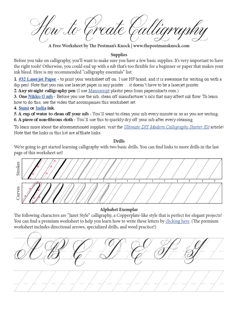 Calligraphy Video Worksheet | PDF | Calligraphy | Ink