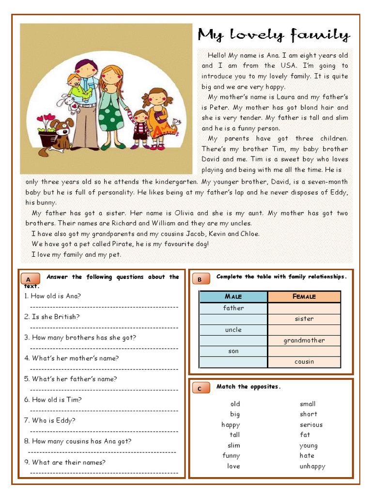 Complement - Family Comprehension Exercises | PDF | Family | Society