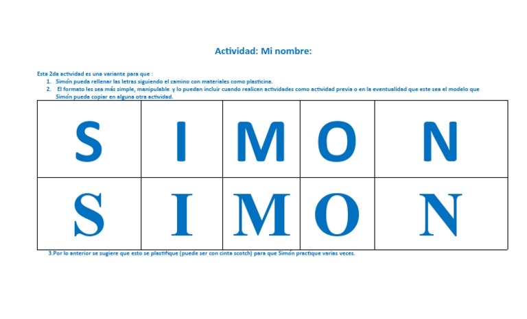 Escritura Simon Con Letra Punteada | PDF