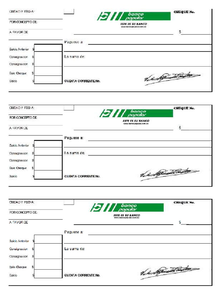 Cheques Banco Popular | PDF