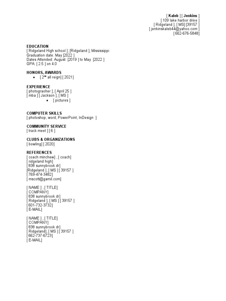 Resume Template High School Student Academic | PDF