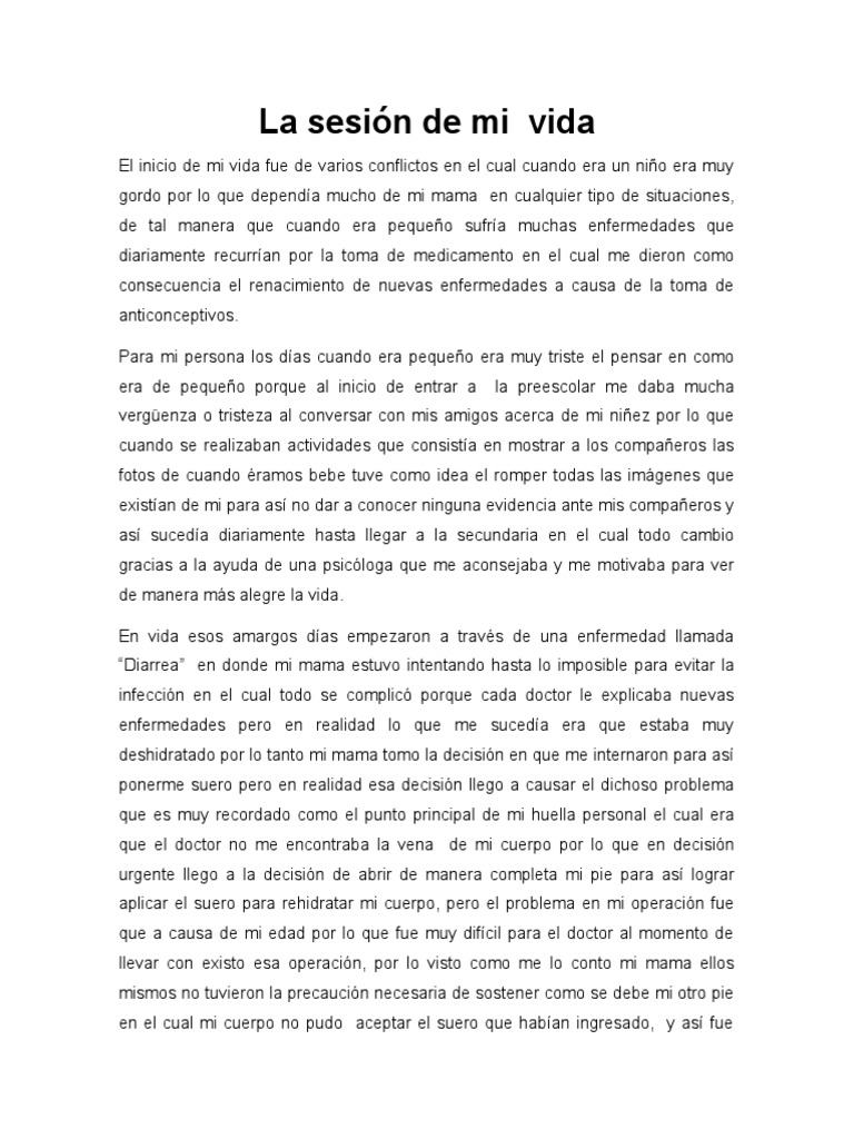 Mi Relato de Mi Vida Personal | PDF | Especialidades Medicas | Bienestar