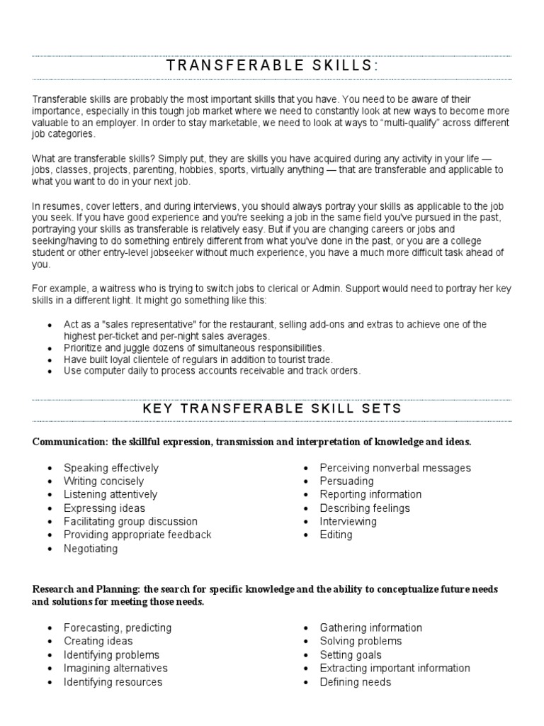 Transferable Skill Sets 2 | PDF | Leadership | Communication