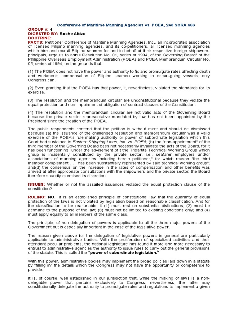 Conference of Maritime Manning Agencies Vs POEA | PDF | Equal ...