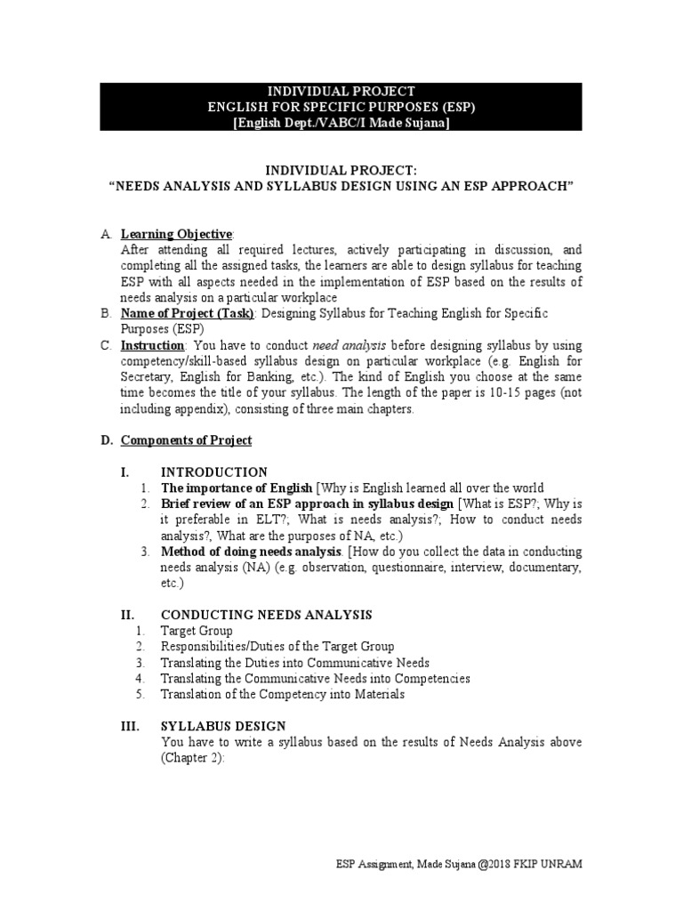ESP Syllabus Design Guide | PDF | English Language | Applied Psychology