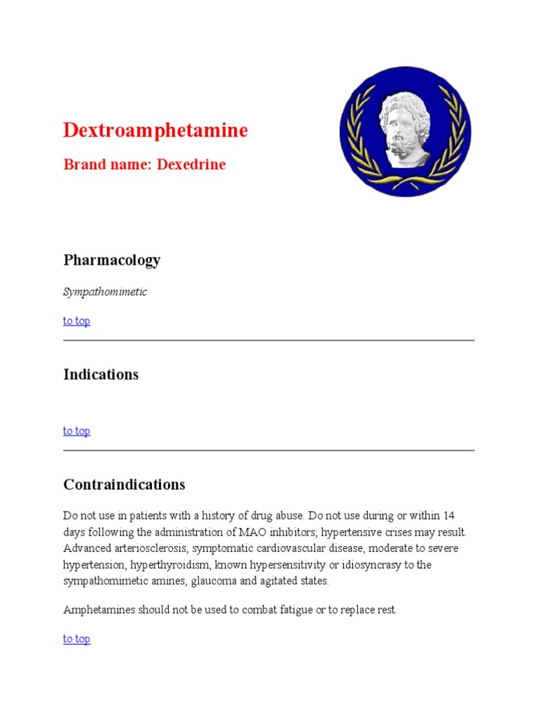 Dextroamphetamine: Brand Name: Dexedrine | PDF | Dose (Biochemistry ...