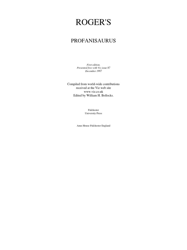 Roger'S: Profanisaurus | PDF | Masturbation | Sex