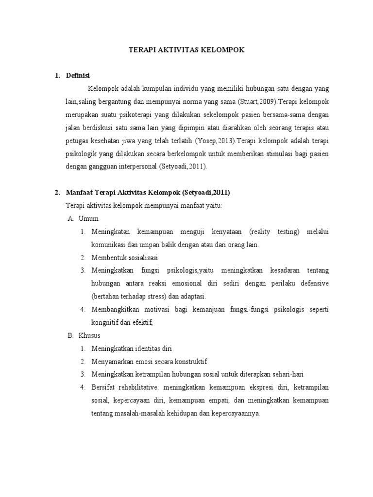 TERAPI AKTIVITAS KELOMPOK 2 (Eza Nagita) | PDF | Karier & Perkembangan