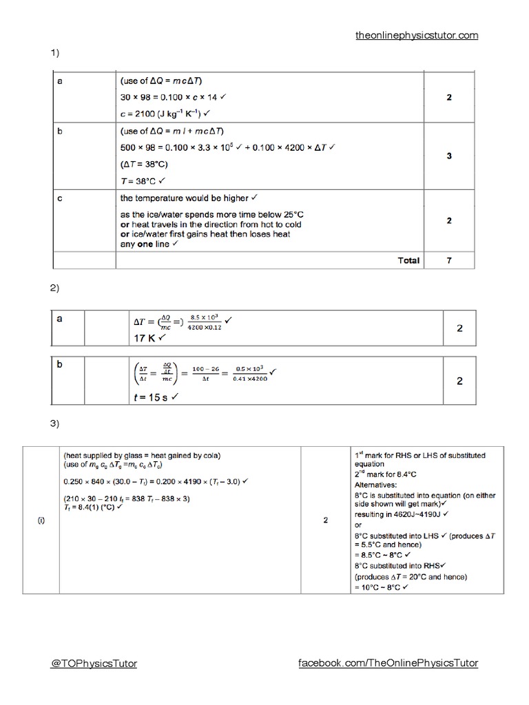 AQA Specific Heat Answers | PDF | Wellness
