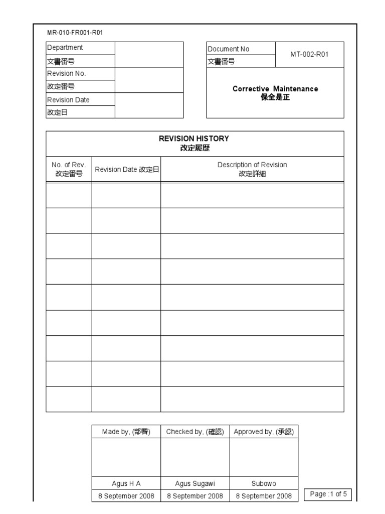Prosedur Perbaikan Mesin Efektif | PDF